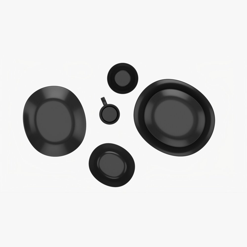 Oval Dinnerware Set 3D model - Download Tableware on 3DModels.org