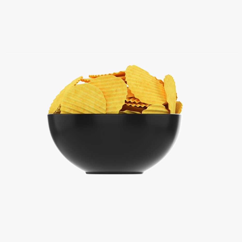 Chips de Pommes de Terre dans un Bol Noir Modèle 3D - Télécharger ...