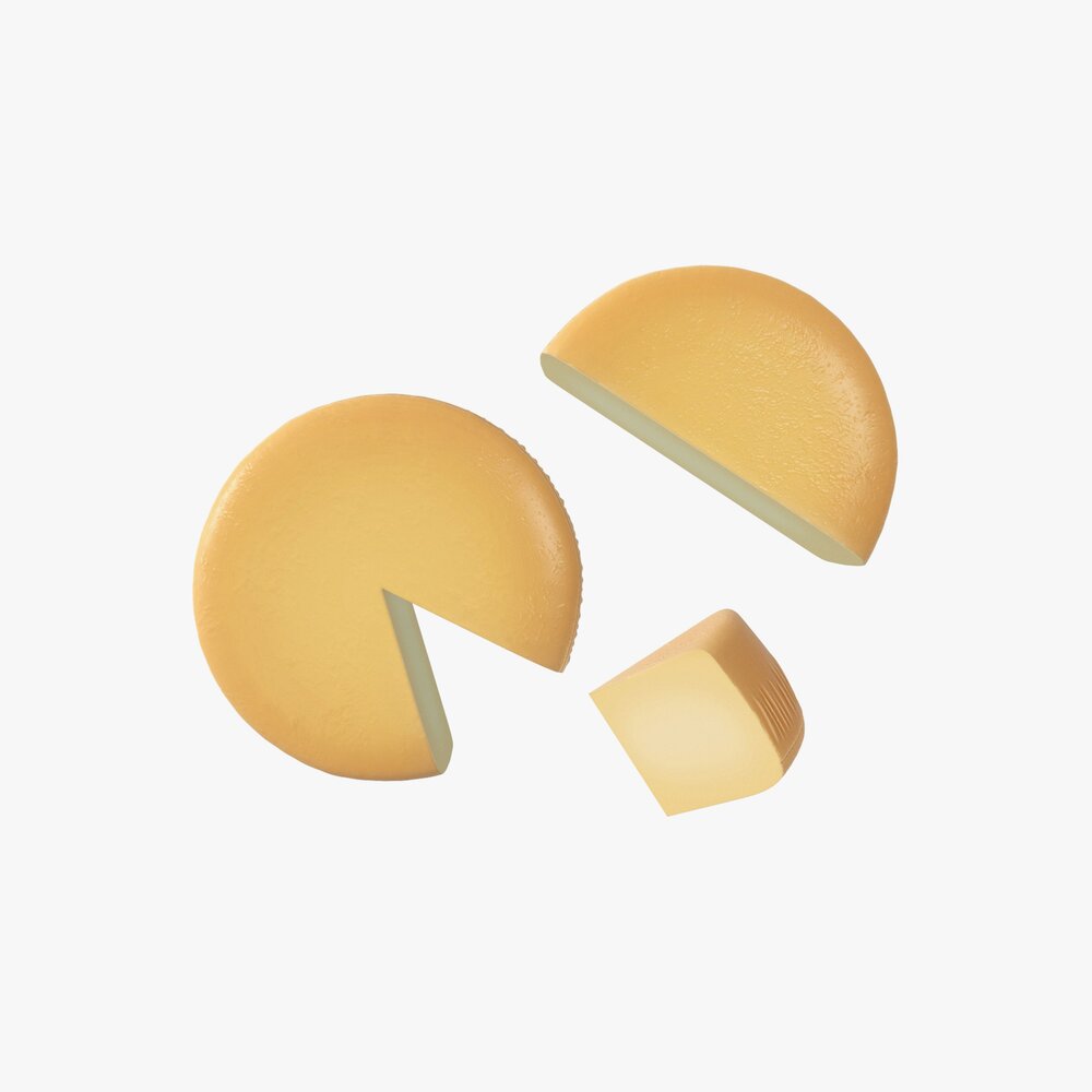 Wheel of Aged Cheese with Sliced Portions 3D model - Download Dairy ...
