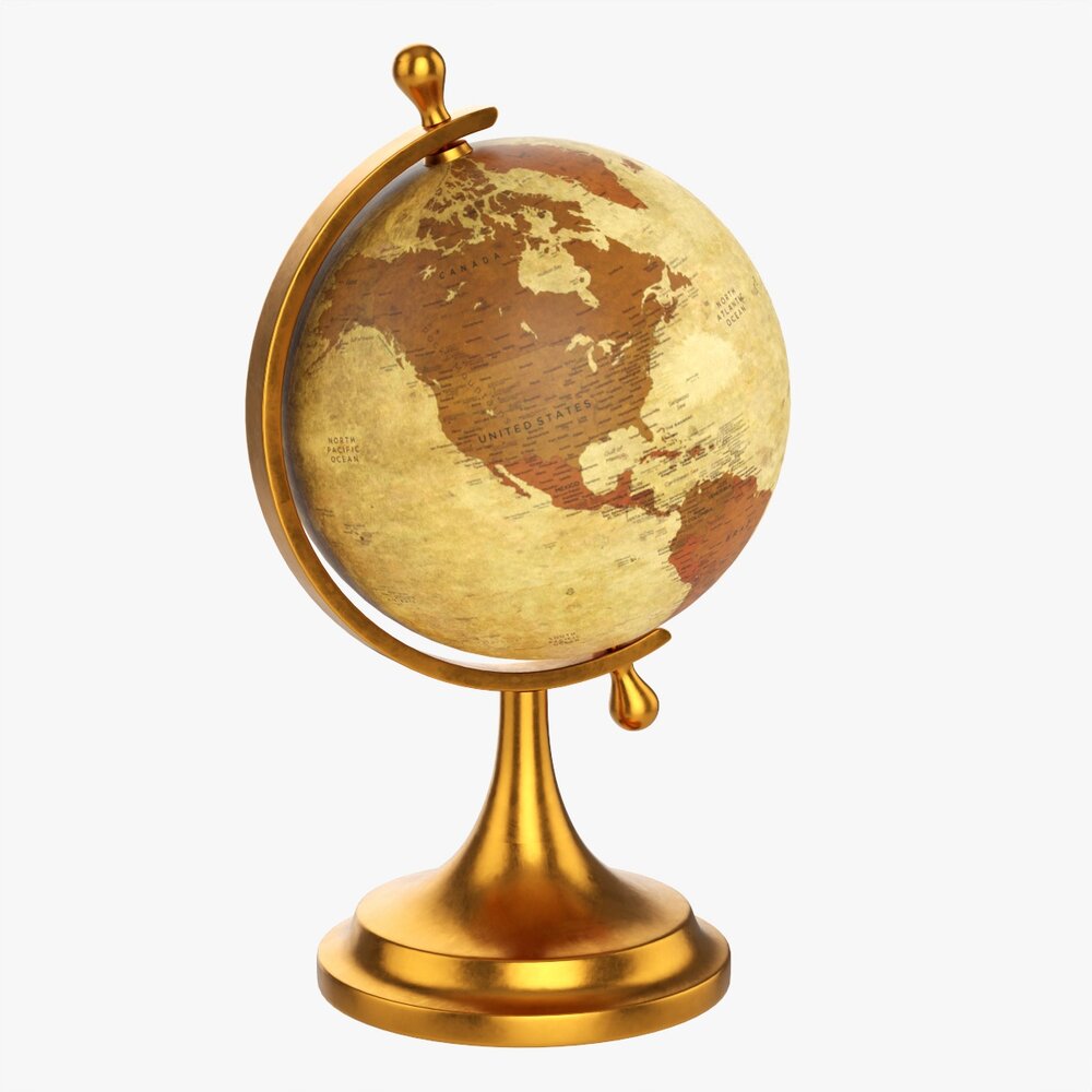 Vintage Decorative Table Globe 3D model - Download Decoration on ...