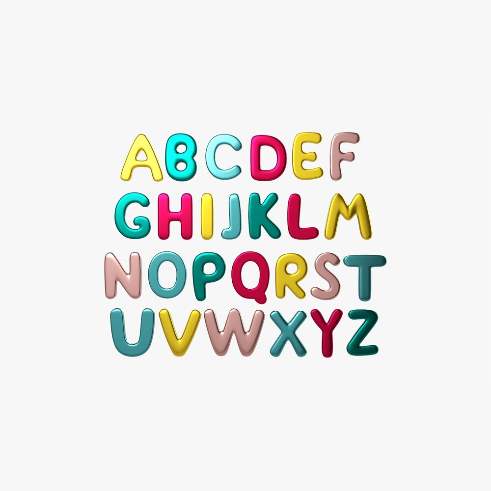 Colorful English Alphabet Letters with Glossy Finish 3D model ...