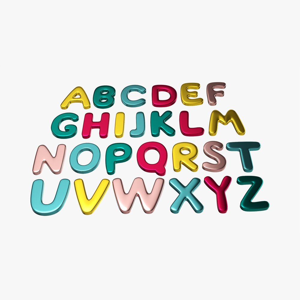 Colorful English Alphabet Letters with Glossy Finish 3D model ...