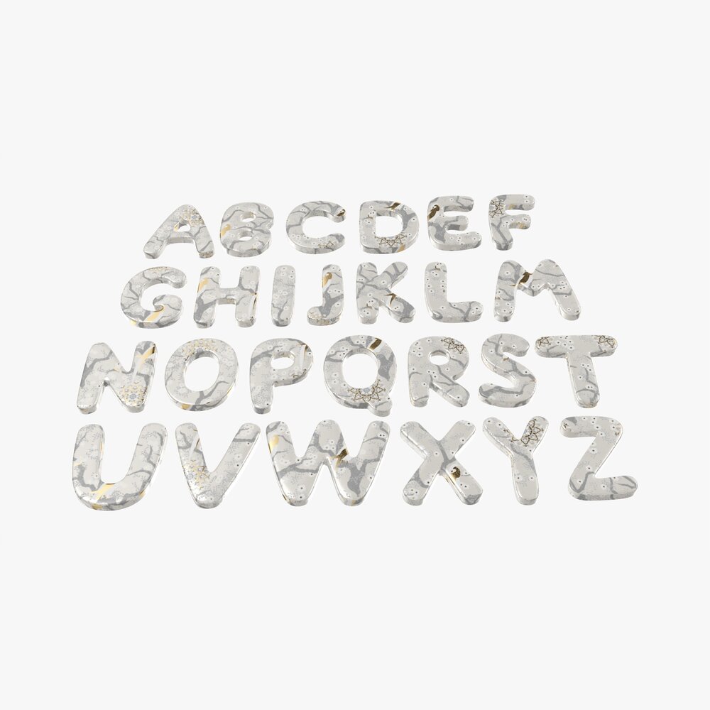 Marble English Alphabet Letters with Gold Accents 3D model - Download ...