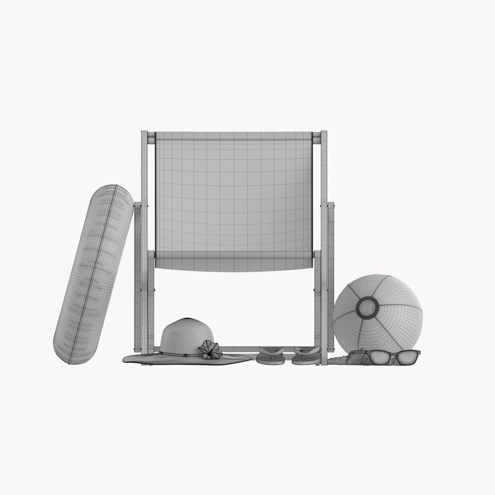 Beach Composition 01 Red 3D model - Download Armchair on 3DModels.org