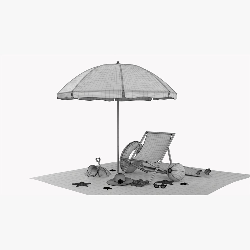 Sunny Beach Composition 3D model - Download Armchair on 3DModels.org