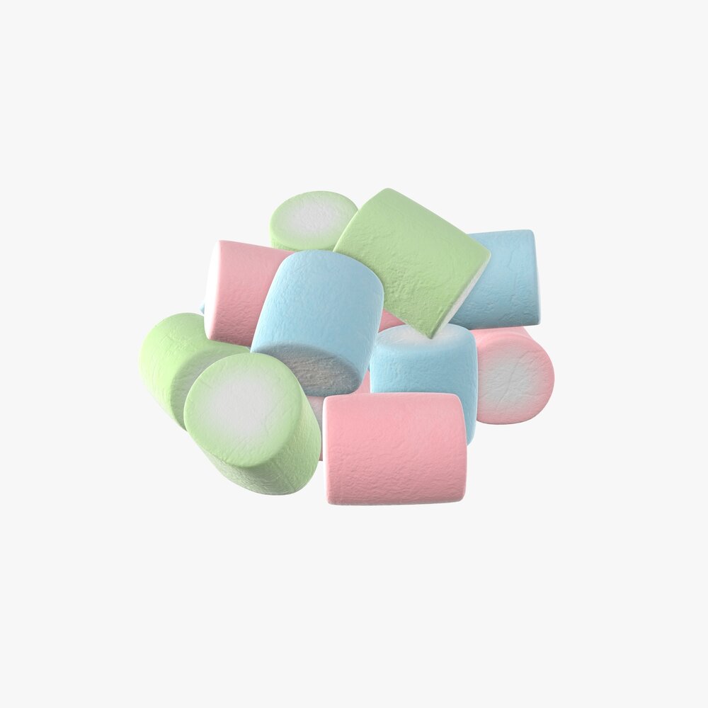 Marshmallows Candy Cylindrical Shape 3D model - Download Dessert on ...