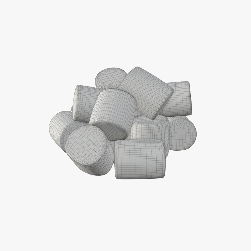 Marshmallows Candy Cylindrical Shape 3D model - Download Dessert on ...