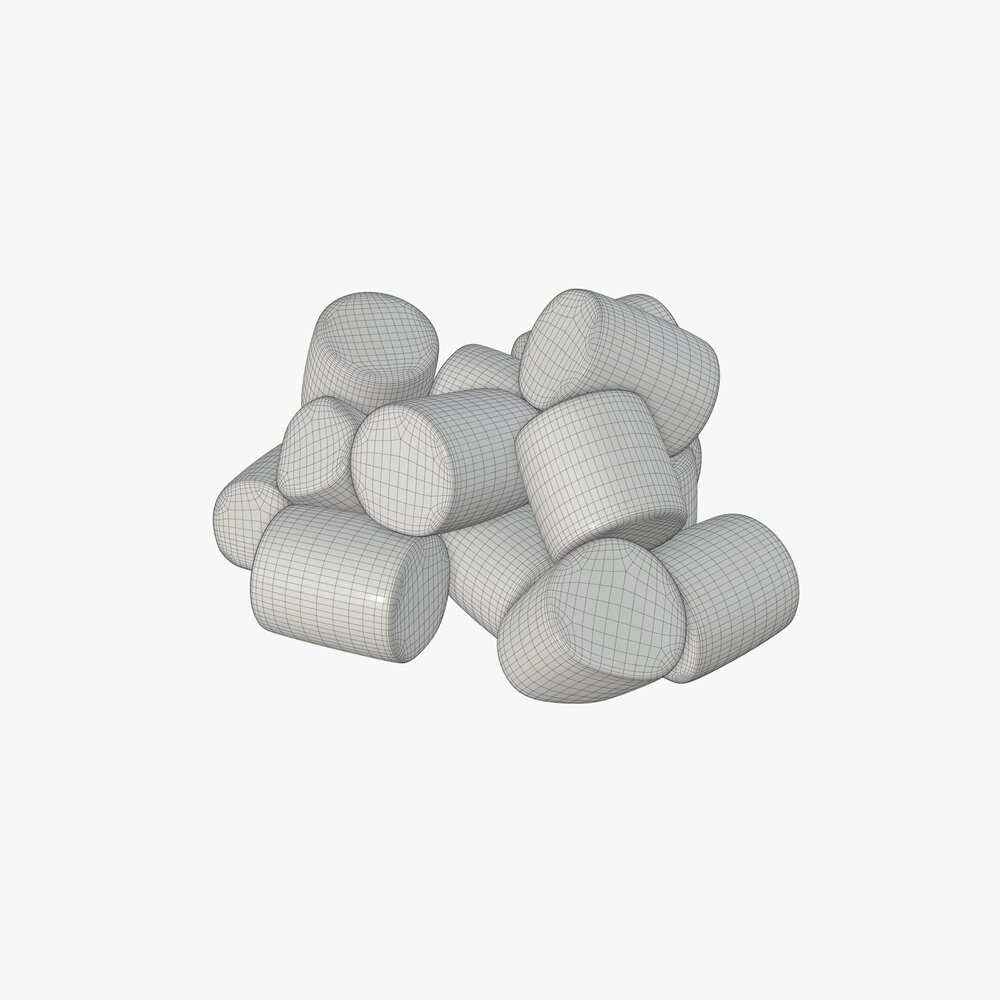 Marshmallows Candy Cylindrical Shape 3D model - Download Dessert on ...