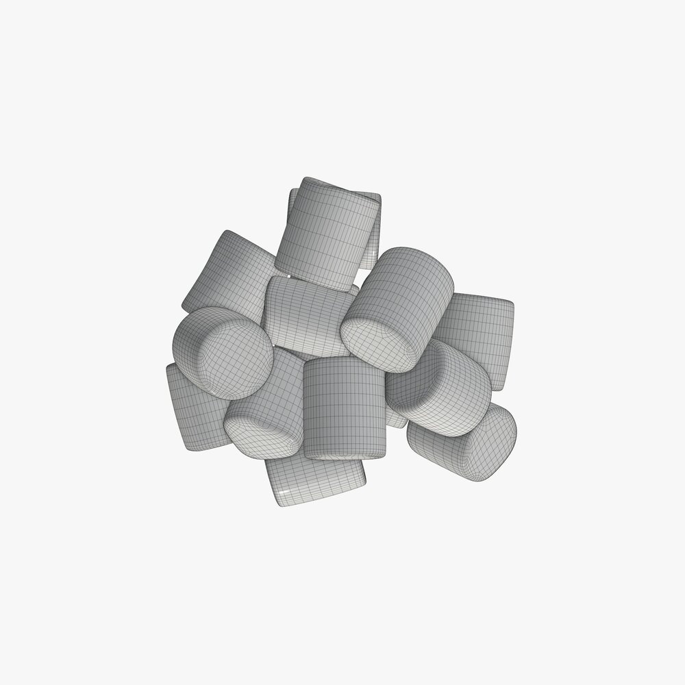Marshmallows Candy Cylindrical Shape 3D model - Download Dessert on ...
