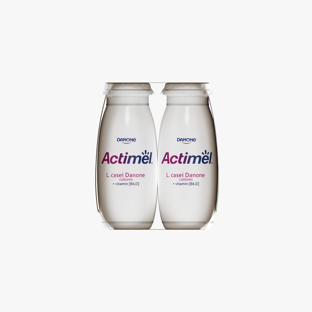 Danone Actimel 4 Bottles Pack 3D model - Download Bottles, Cans on ...