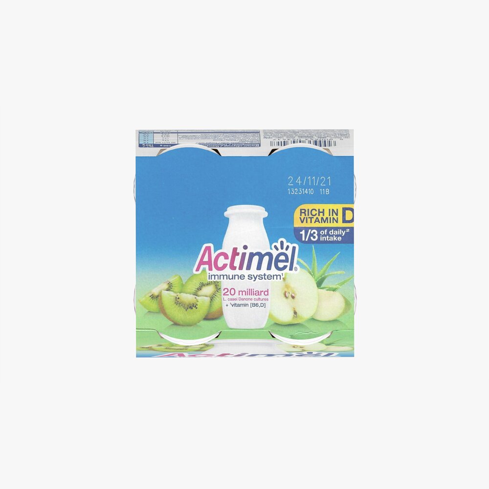 Danone Actimel 4 Bottles Pack 3D model - Download Bottles, Cans on ...