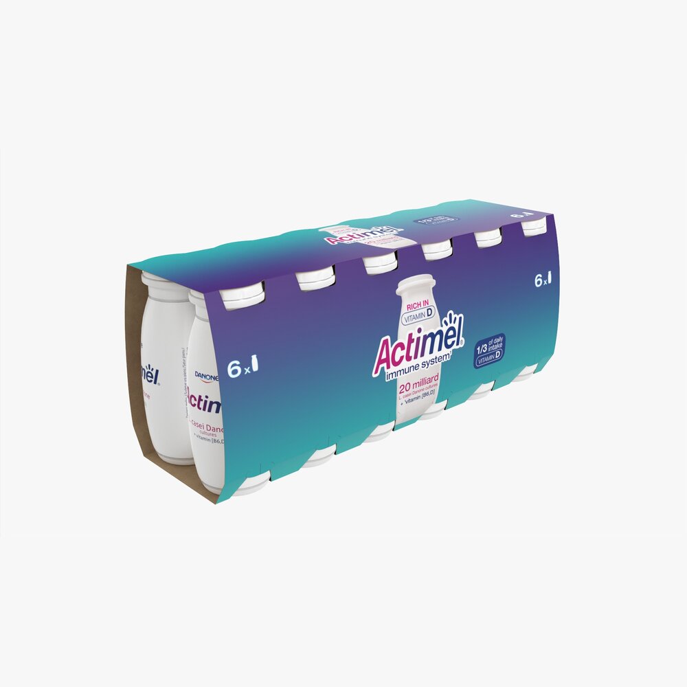 Danone Actimel Bottles 12-Pack 3D model - Download Bottles, Cans on ...