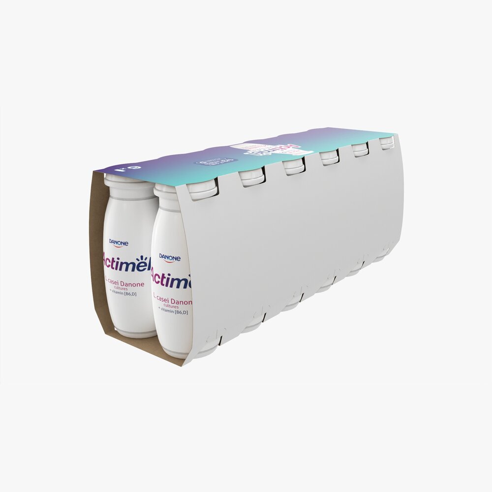 Danone Actimel Bottles 12-Pack 3D model - Download Bottles, Cans on ...