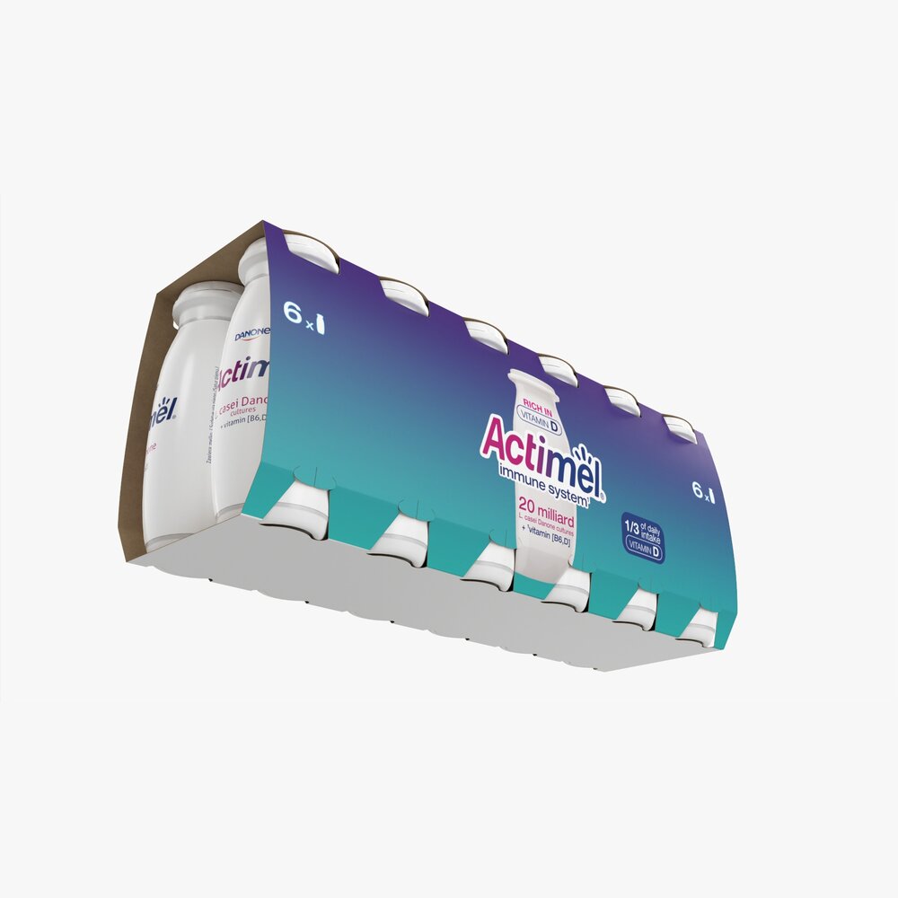 Danone Actimel Bottles 12-Pack 3D model - Download Bottles, Cans on ...