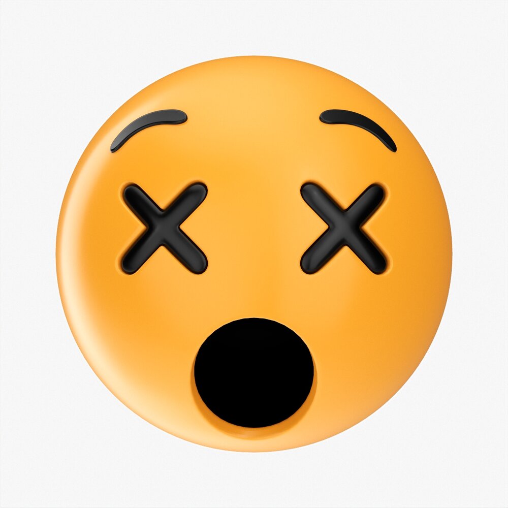 Emoji with X Eyes and Open Mouth 3D model - Download Symbols on ...