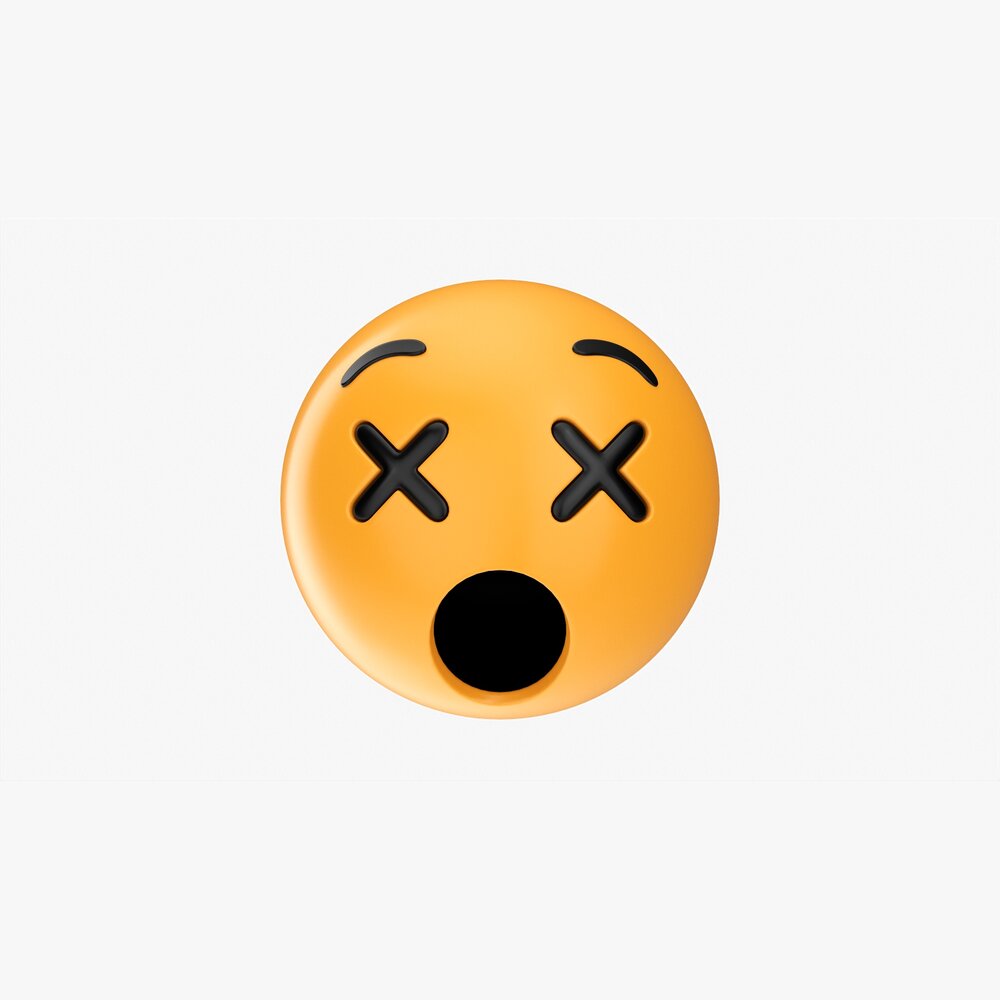 Emoji with X Eyes and Open Mouth 3D model - Download Symbols on ...