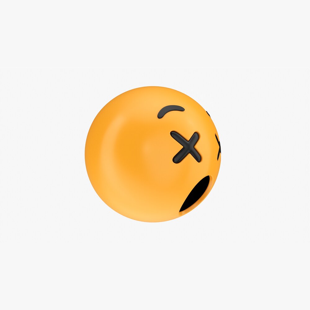 Emoji with X Eyes and Open Mouth 3D model - Download Symbols on ...