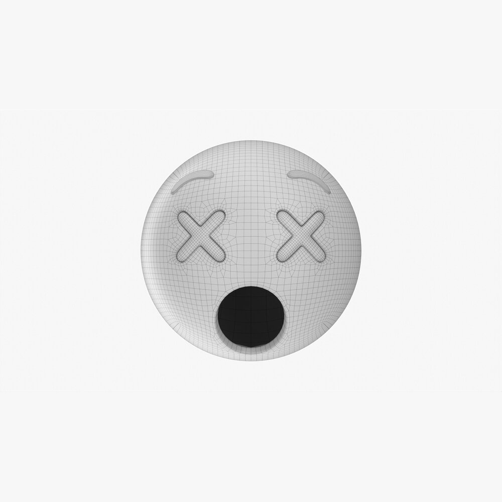 Emoji with X Eyes and Open Mouth 3D model - Download Symbols on ...