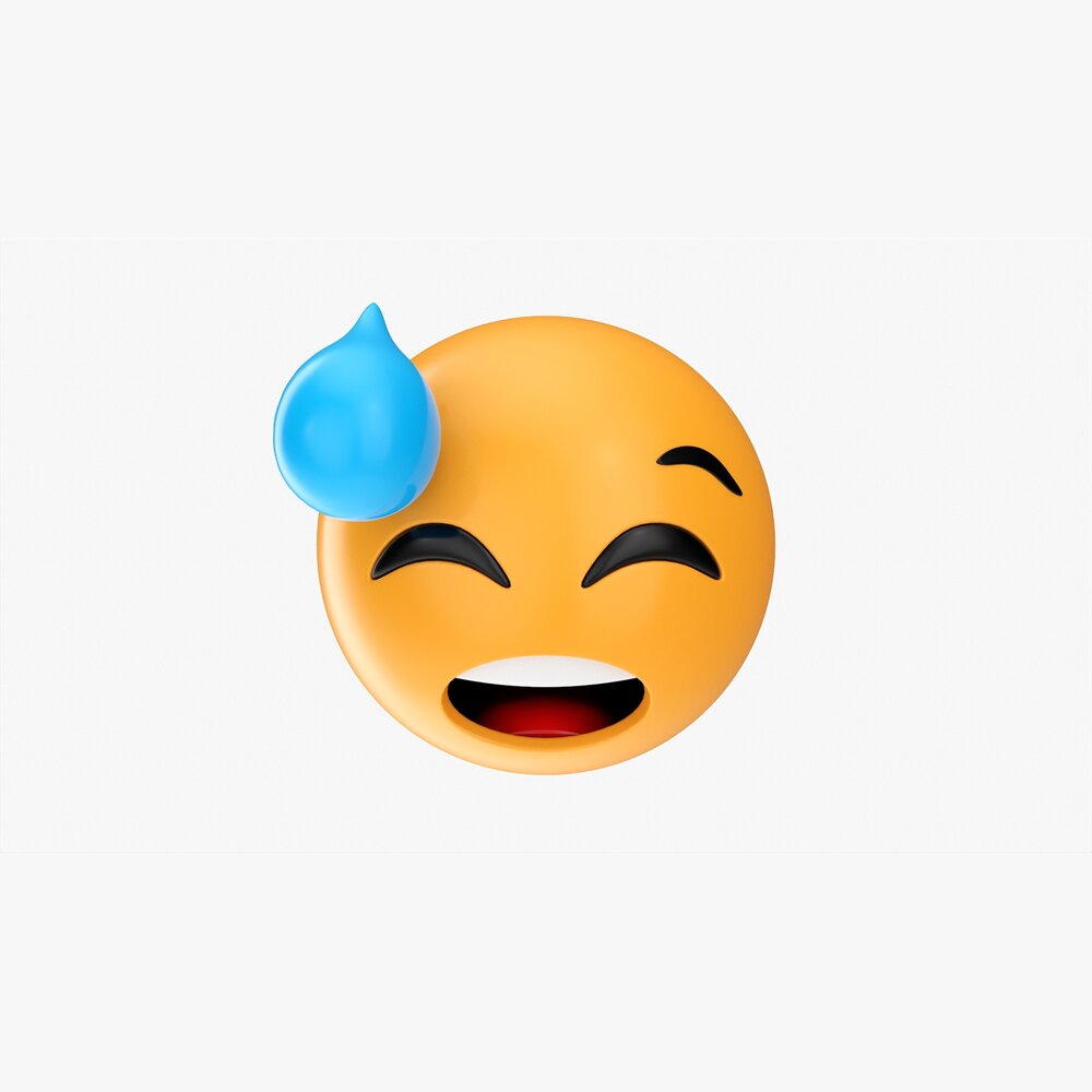 Emoji 037 Flushed With Cold Sweat 3D model - Download Symbols on ...