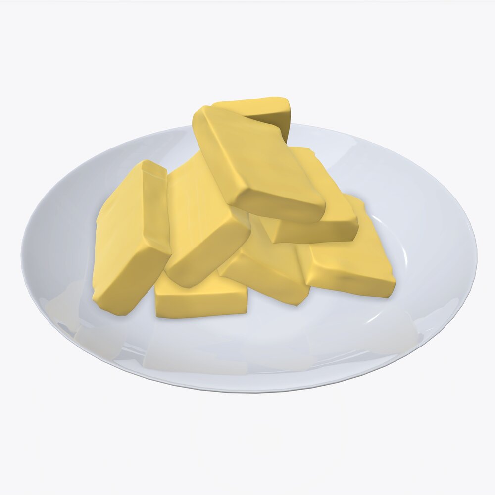 Butter Slices On Plate 3D model - Download Dairy, Bakery on 3DModels.org