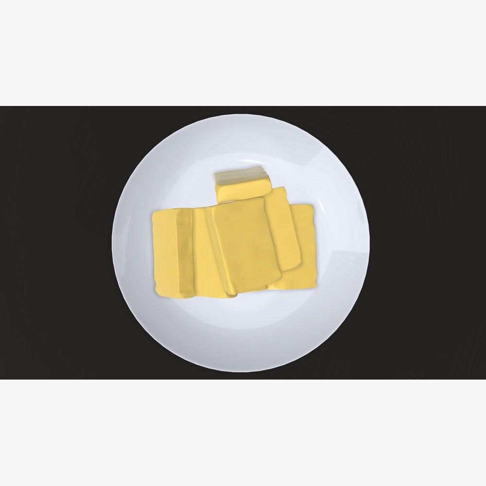 Butter Slices On Plate 3D model - Download Dairy, Bakery on 3DModels.org