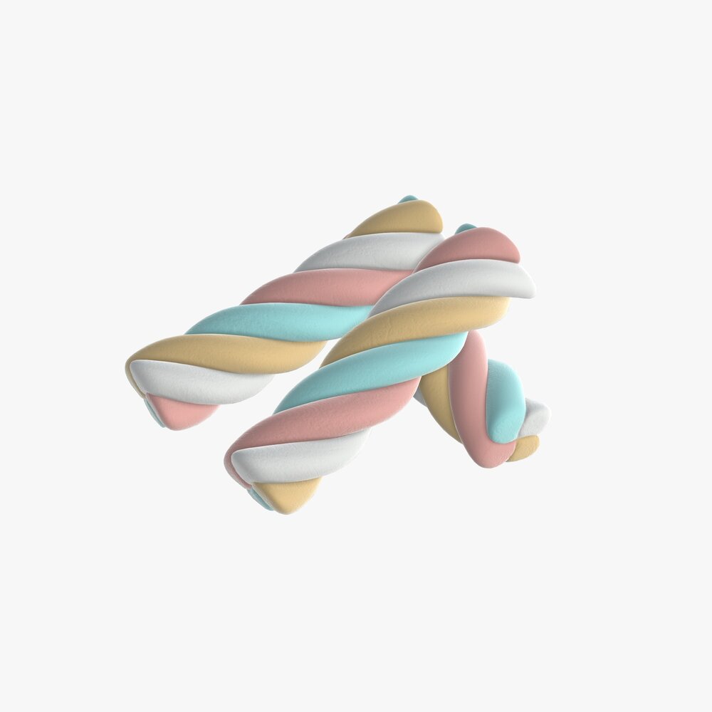 Marshmallows Colorful Candy Spiral Shape 3D model - Download Dessert on ...