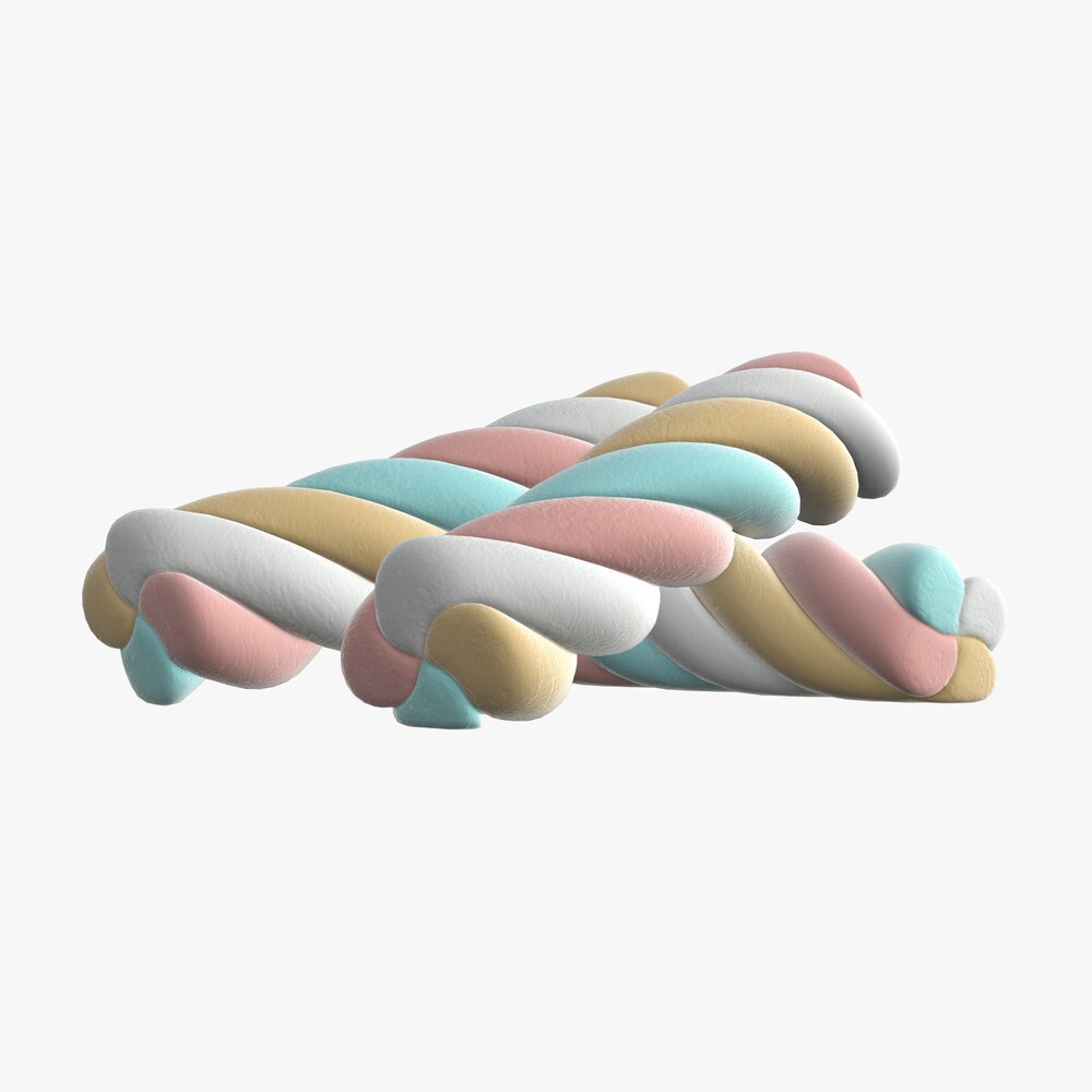 Marshmallows Colorful Candy Spiral Shape 3D model - Download Dessert on ...