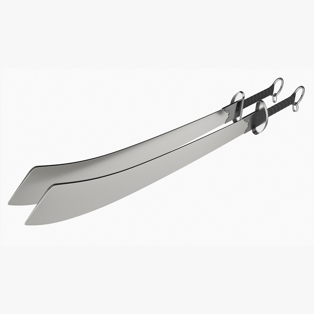 Double Wushu Broadswords 3D model - Download Bladed Weapon on 3DModels.org