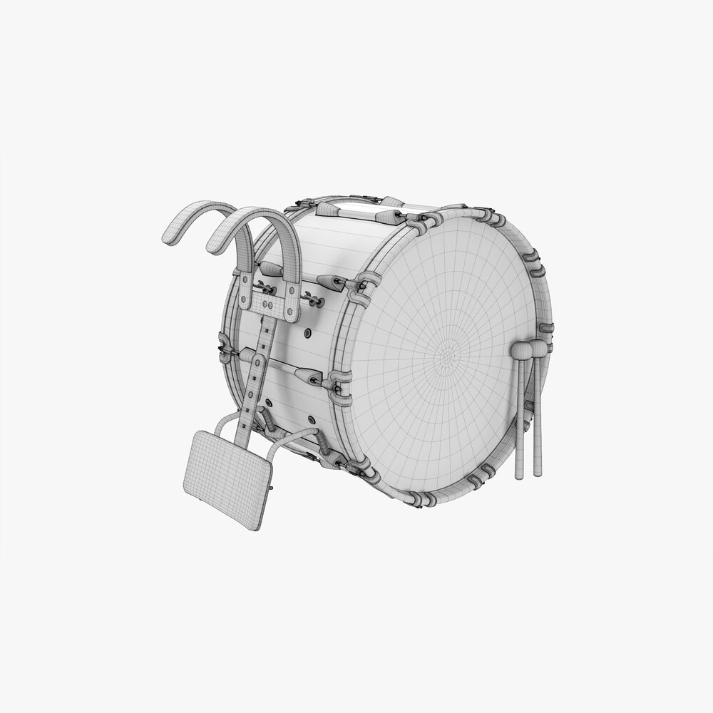Marching Bass Drum With Carrier 3D model - Download Musical Instruments ...