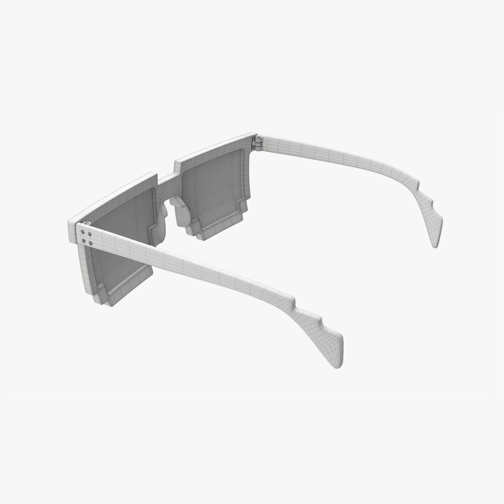 Pixel Style Glasses Blue 3D model - Download Accessories on 3DModels.org