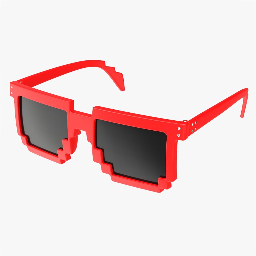 Pixel Style Glasses Red 3D model - Download Accessories on 3DModels.org