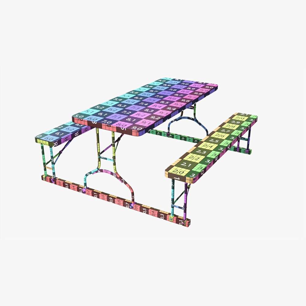 Rectangular Folding Picnic Table 3D model - Download Table on 3DModels.org