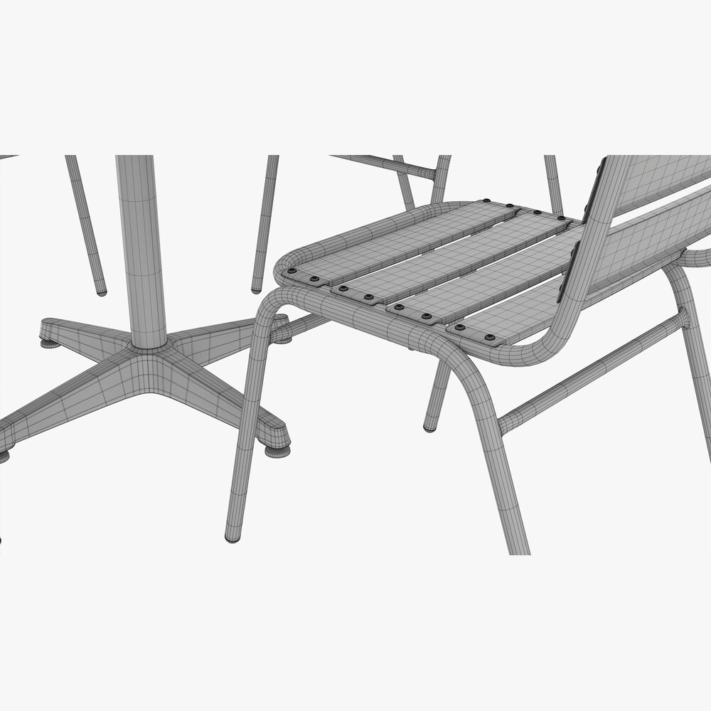 Square Metal Dining Table With Chairs 3D model - Download Table on ...