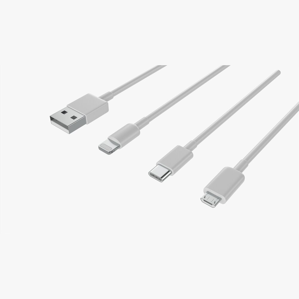 Usb C Lightning Cables Set White 3D model - Download Computer ...