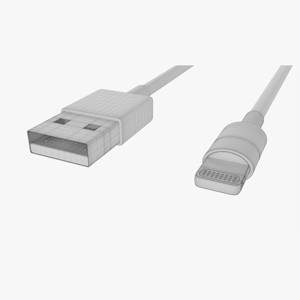 Usb C Lightning Cables Set White 3D model - Download Computer ...