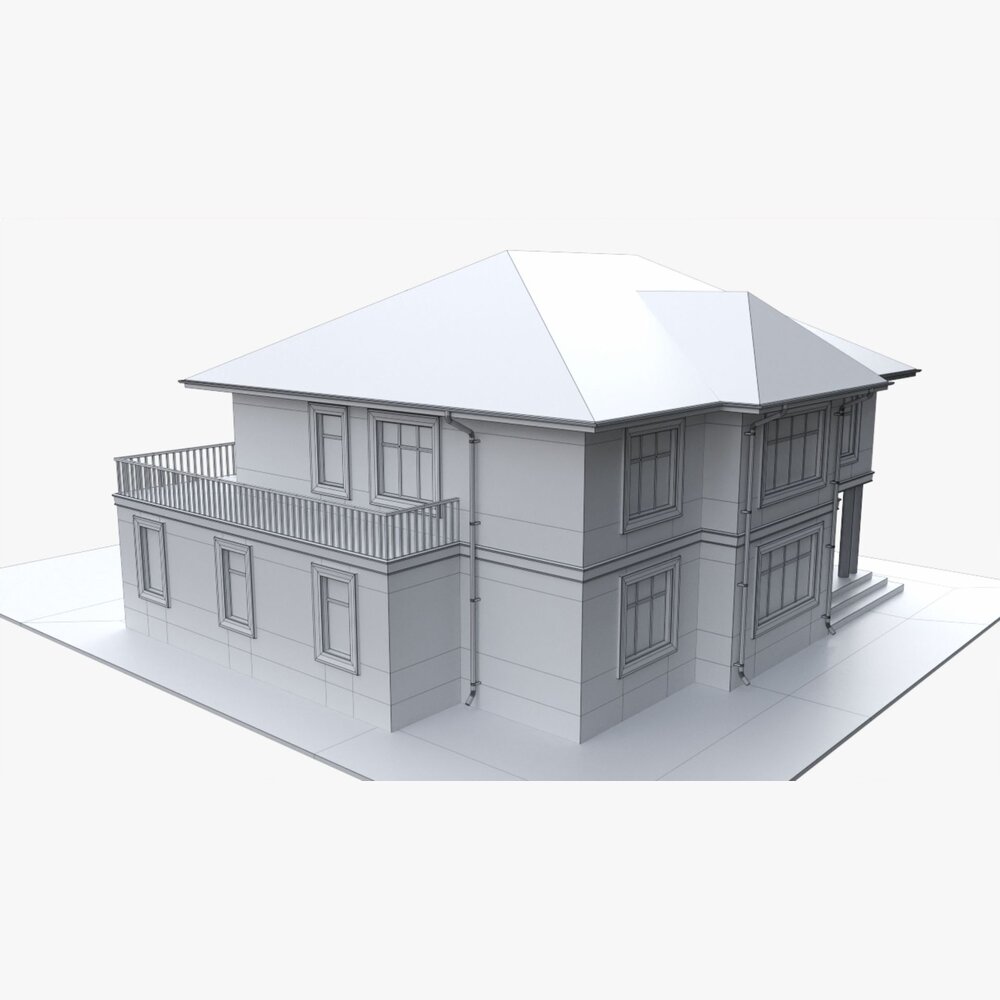 Building Villa Two-Story House With Garage 3D model - Download ...
