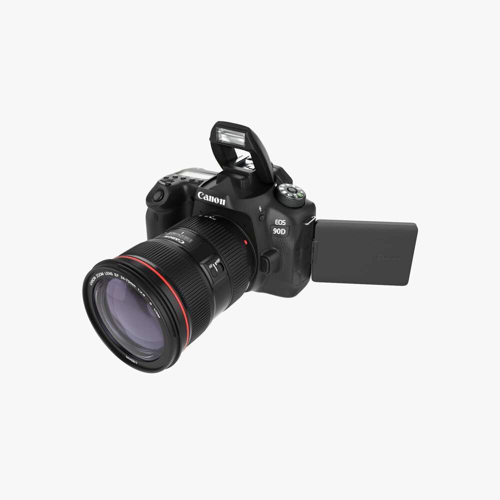 Canon Eos 90d Dslr Camera Ef 24-70mm F2.8l Ii Usm Lens 02 3D model ...
