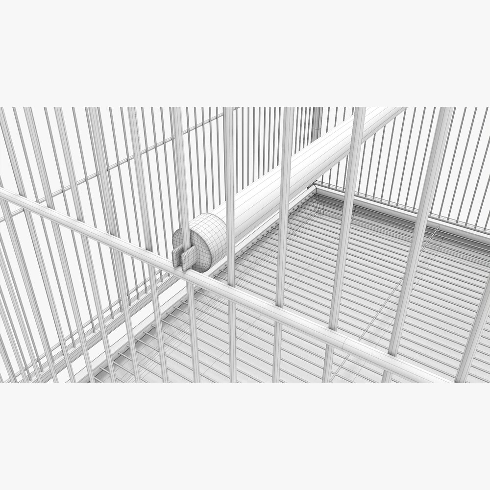 Bird Cage Large With Stand On Wheels 3D model - Download Hobbies on ...
