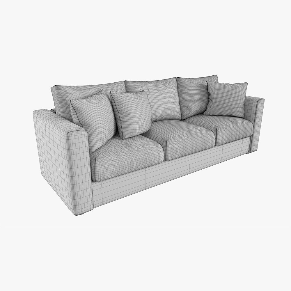 Modern Sofa 3-Seat With Pillows 01 3D model - Download Sofa on 3DModels.org