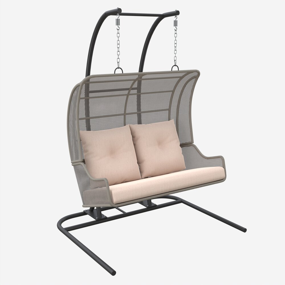 Silla Colgante de Jardín en Acero para Dos con Cojines Beige Modelo 3D ...