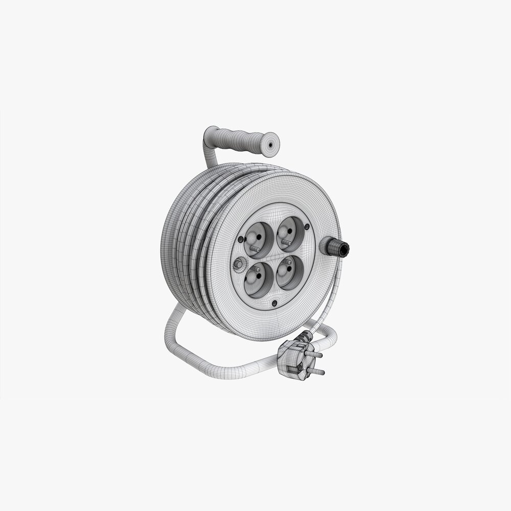 Extension Cord Reel With Sockets 01 3D model - Download Tools on ...