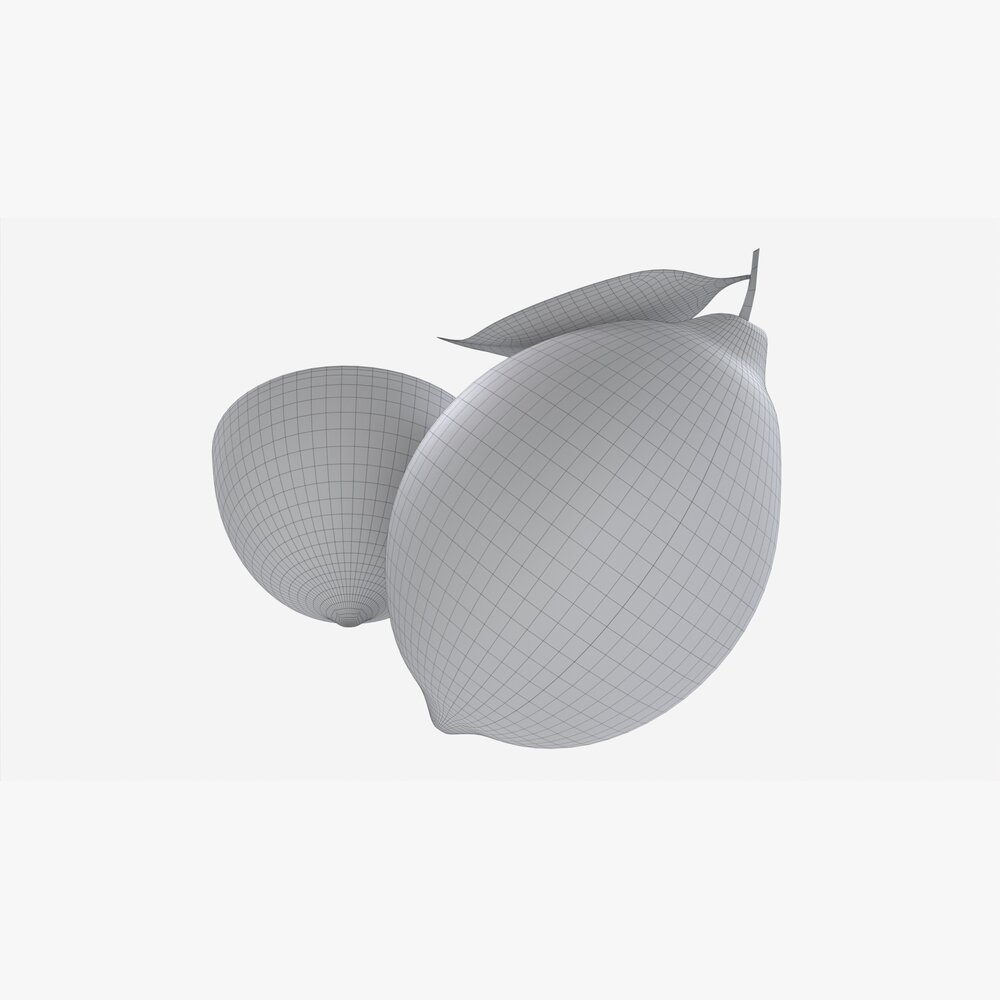 Fresh Lemon With Slice And Leaf 02 3D model - Download Fruit on ...