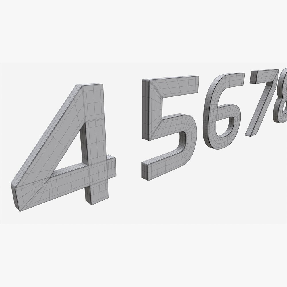 Numbers Modern Silver Metal Plastic 3D model - Download Symbols on ...