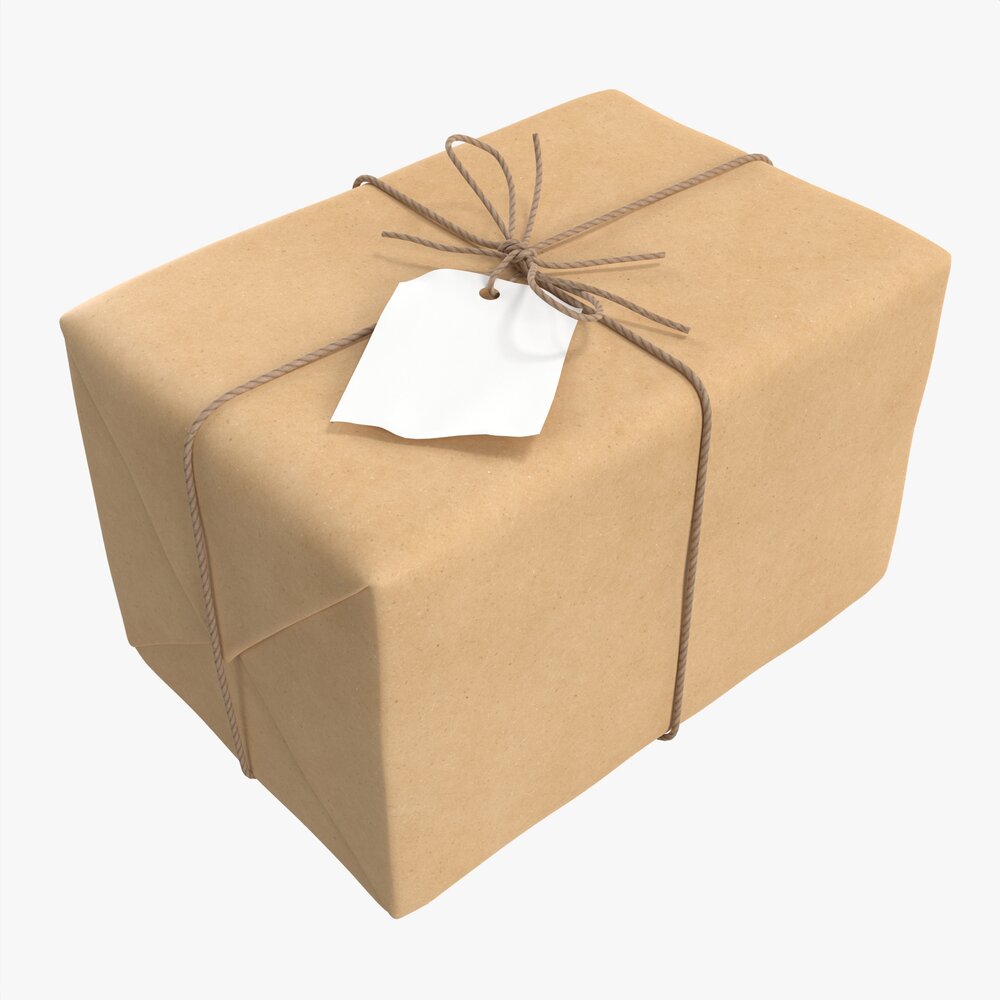 Parcel Wrapped In Kraft Paper 3D model - Download Packaging and Boxes ...