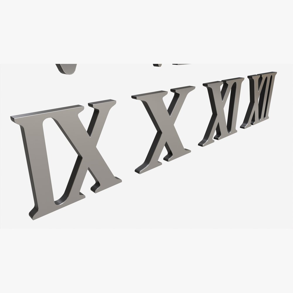 Roman Numbers Silver Metal Plastic 3D model - Download Symbols on ...