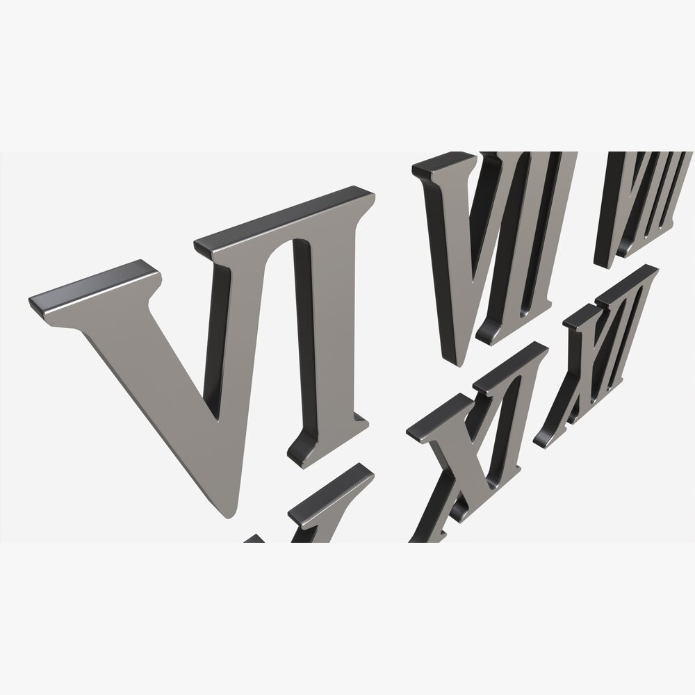 Roman Numbers Silver Metal Plastic 3D model - Download Symbols on ...