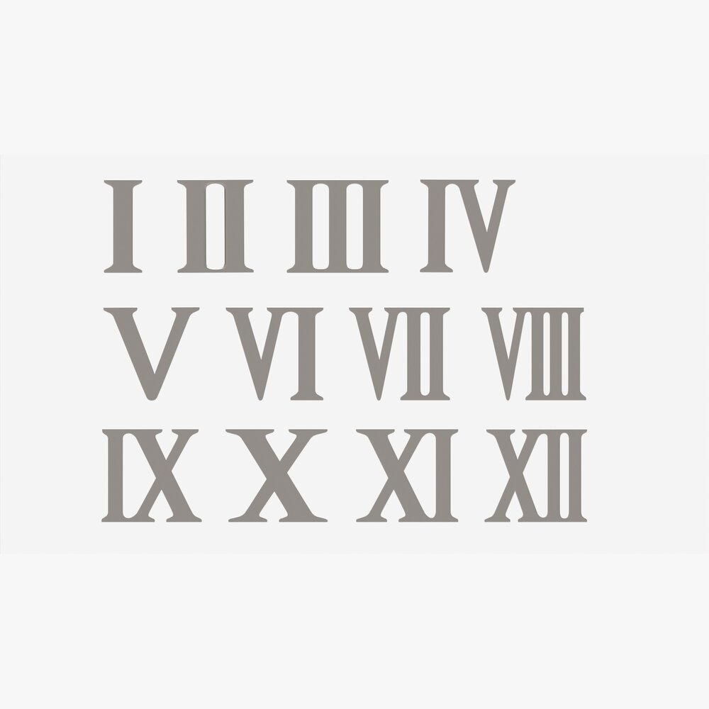 Roman Numbers Silver Metal Plastic 3D model - Download Symbols on ...