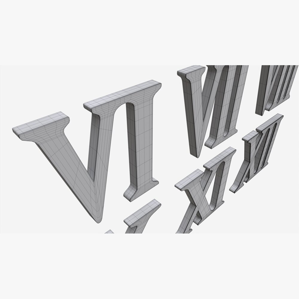 Roman Numbers Silver Metal Plastic 3D model - Download Symbols on ...