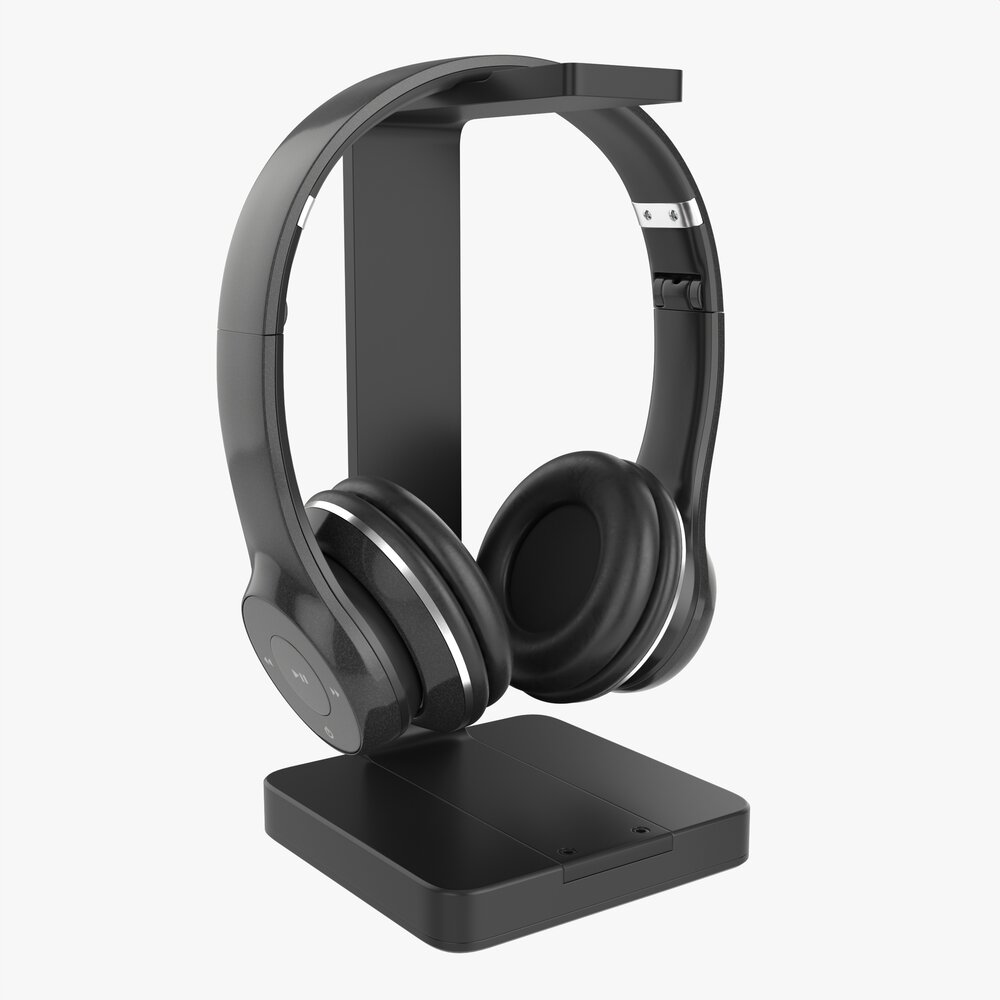 Headset Stand With Headphone 3D model - Download Audio Devices on ...