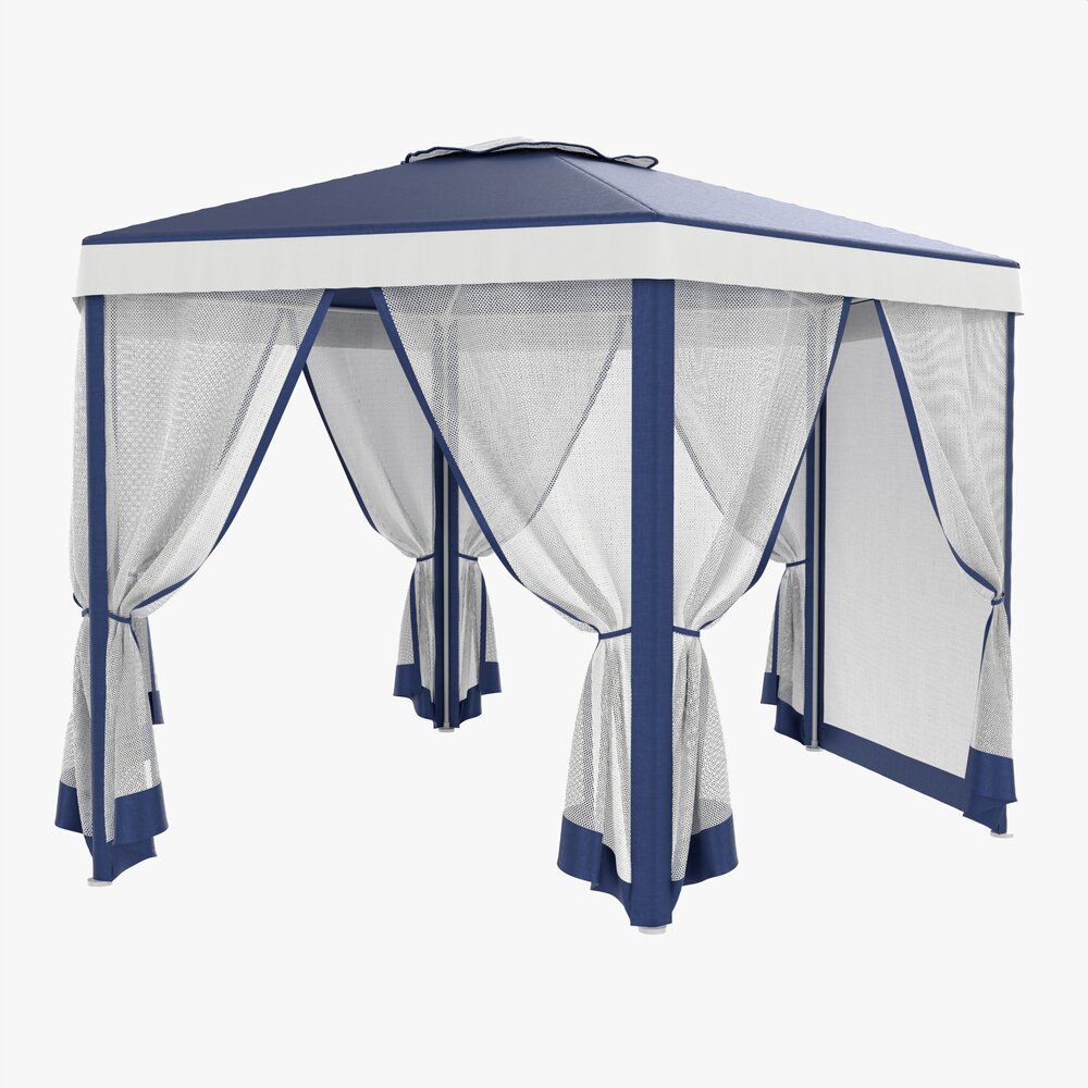 Hexagonal Garden Gazebo With Side Panels 01 3D model - Download Garden ...